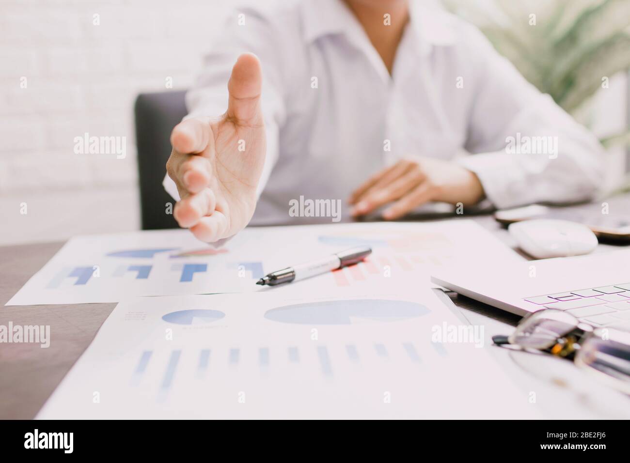 business man give hand to shake hand Stock Photo - Alamy
