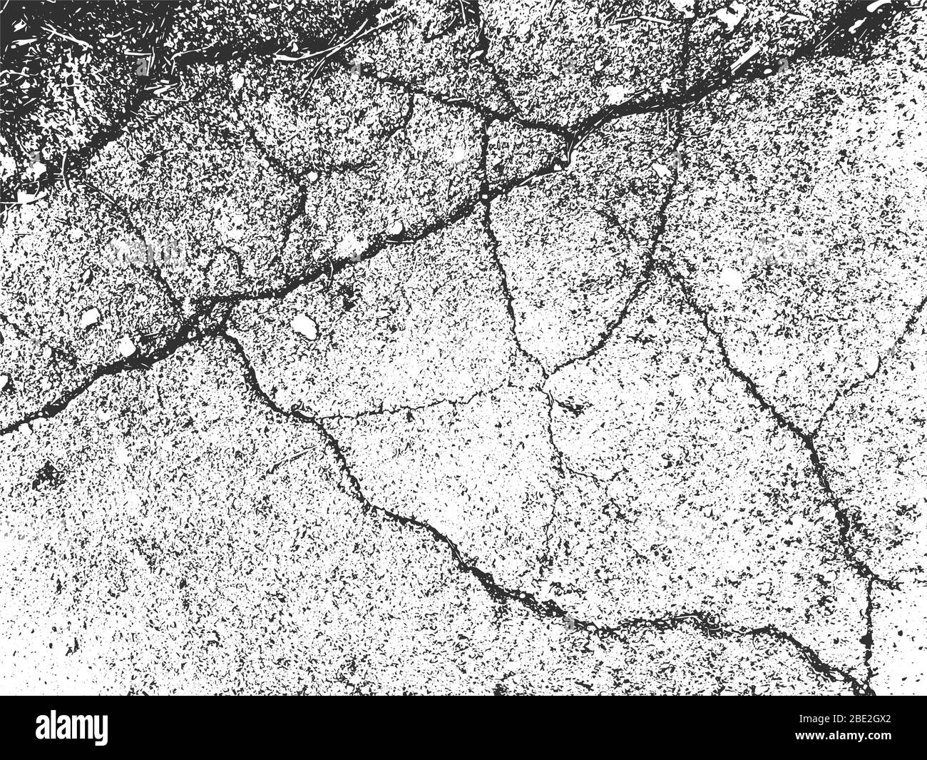 Distress old cracked concrete vector texture. EPS8 illustration. Black ...