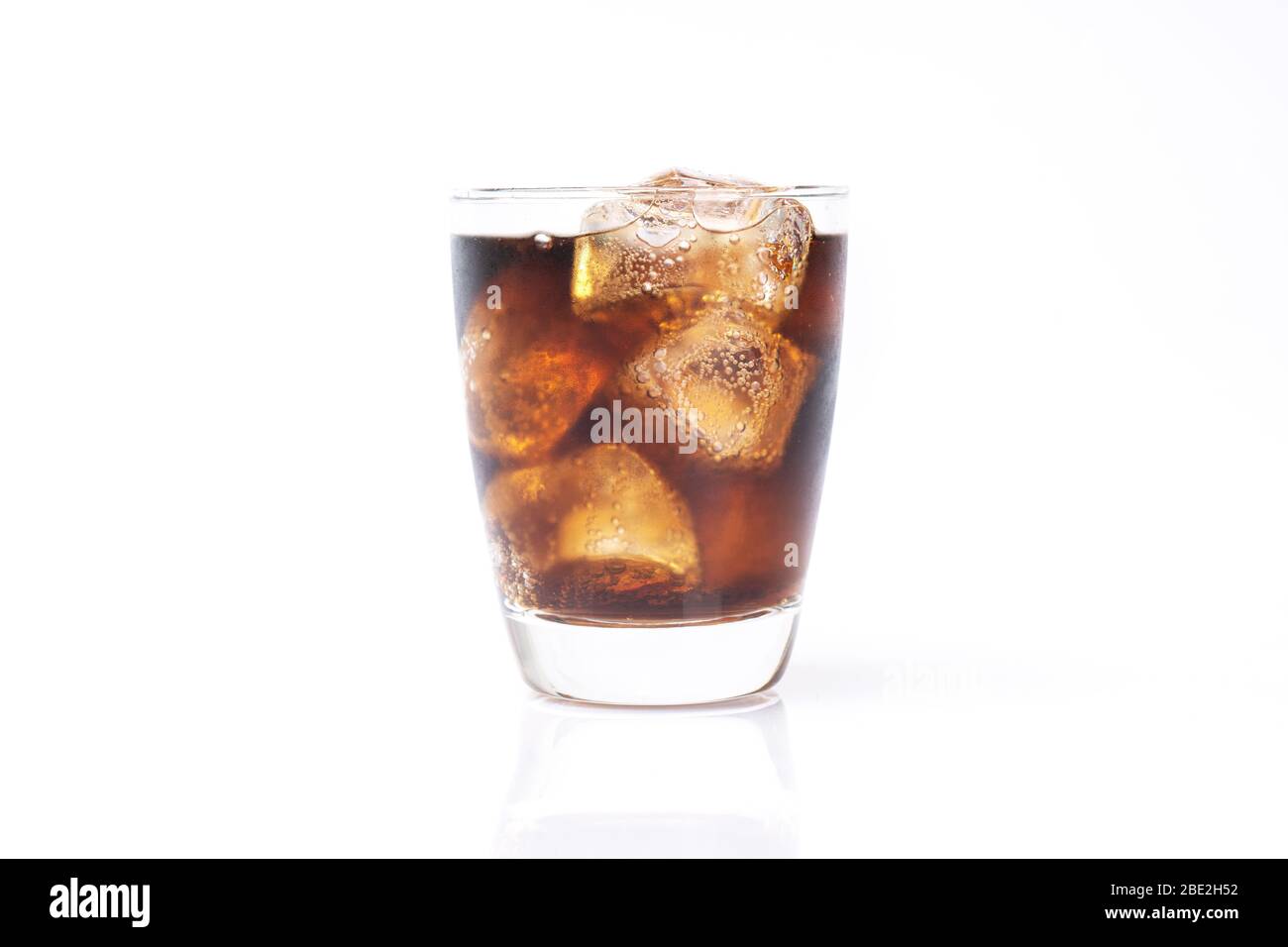 Cold drinking, soda with ice, glass of cola for hot and summer drink ...