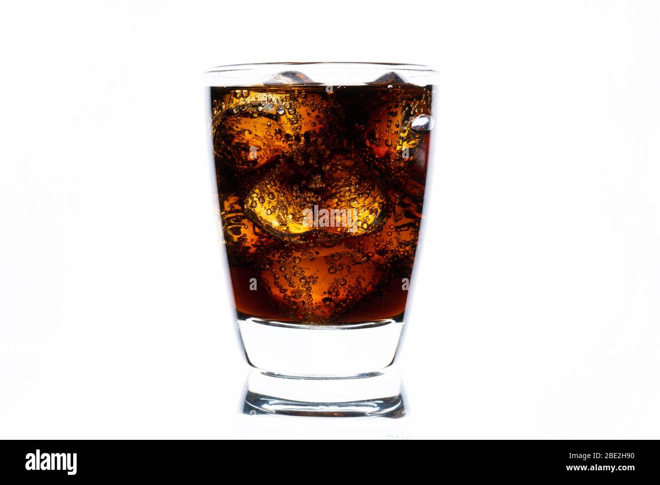 Cold drinking, soda with ice, glass of cola for hot and summer drink ...