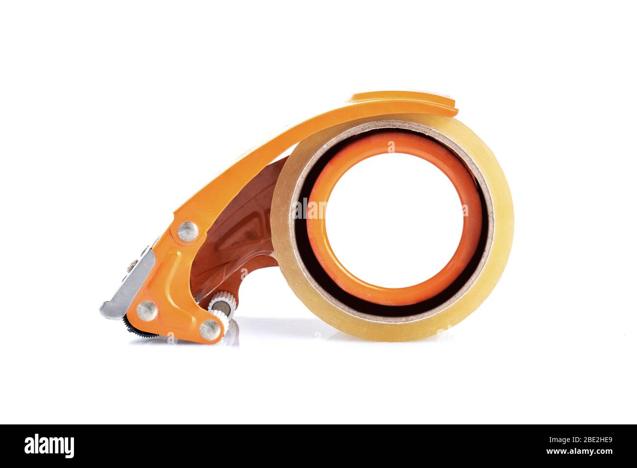 Clear tape for attach box isolated on white background Stock Photo - Alamy