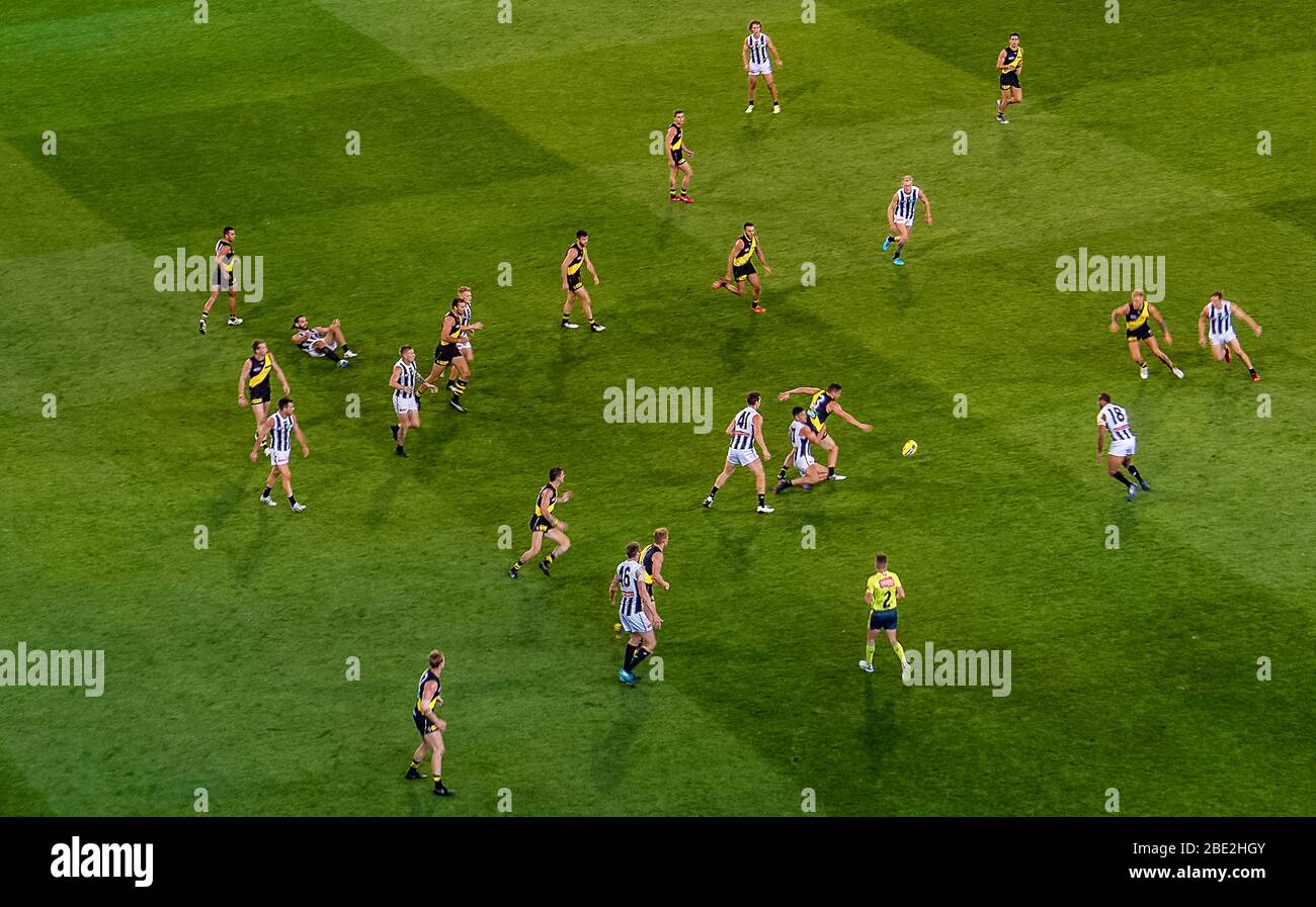 Australian football team playing at Melbourne Cricket Ground Stock ... Australian football team playing at Melbourne Cricket Ground Stock ...