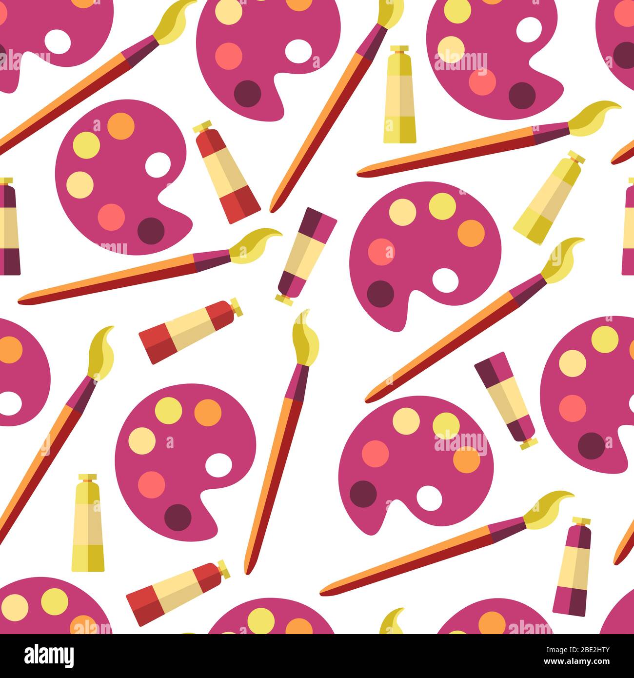 Palette for colors mixing, painting brushes seamless pattern Stock ...