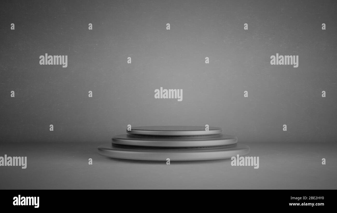 gray and black stage on dark and black background for present product ...