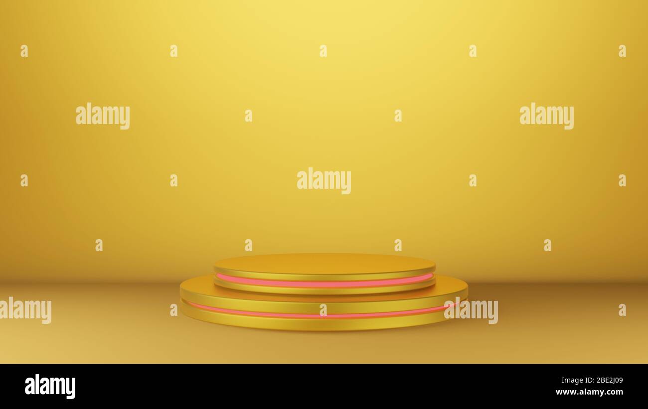 yellow stage on dark and background for present product, 3d rendering ...