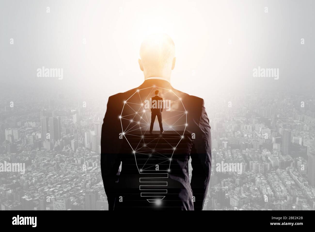 successful inspiration and imagine of innovation concept, double ...