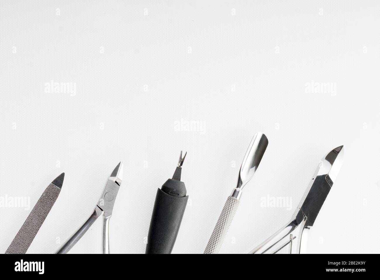 Professional instrument for manicure and pedicure on white background ...