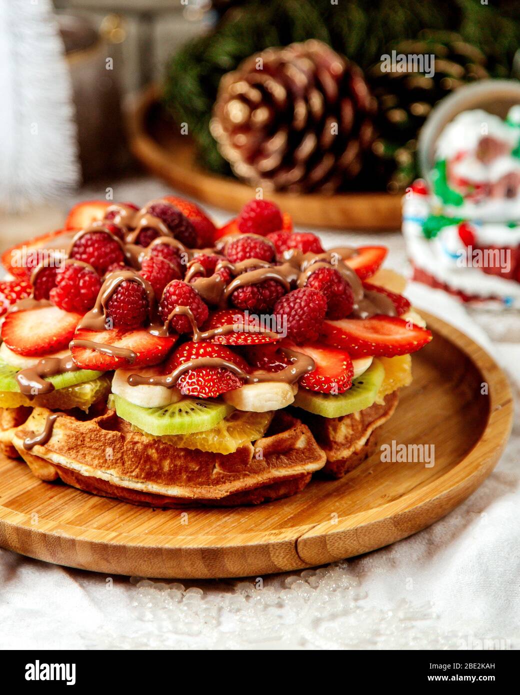 Tasty waffle delicious fruits hi-res stock photography and images - Alamy
