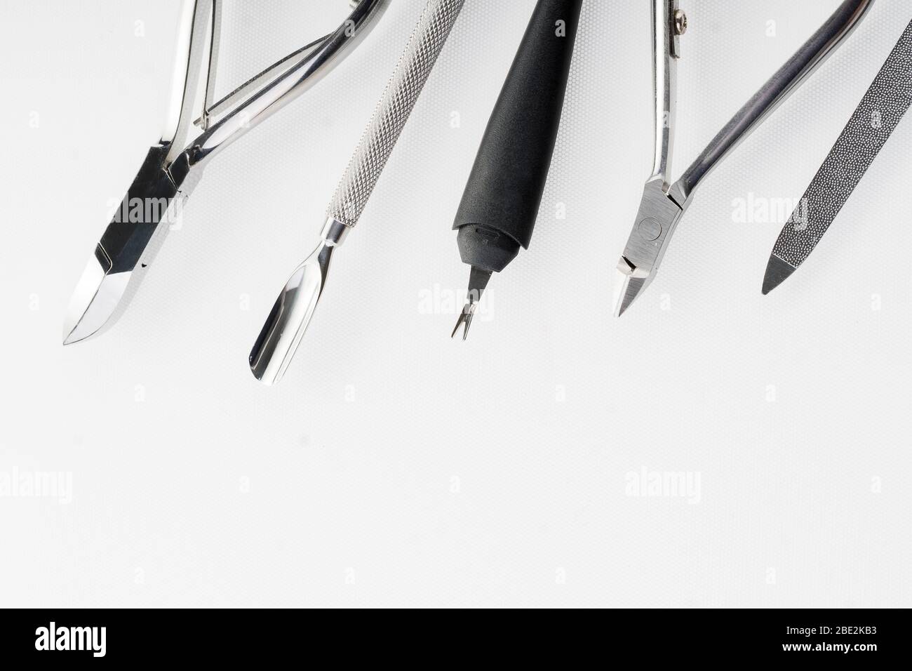 Professional instrument for manicure and pedicure on white background ...