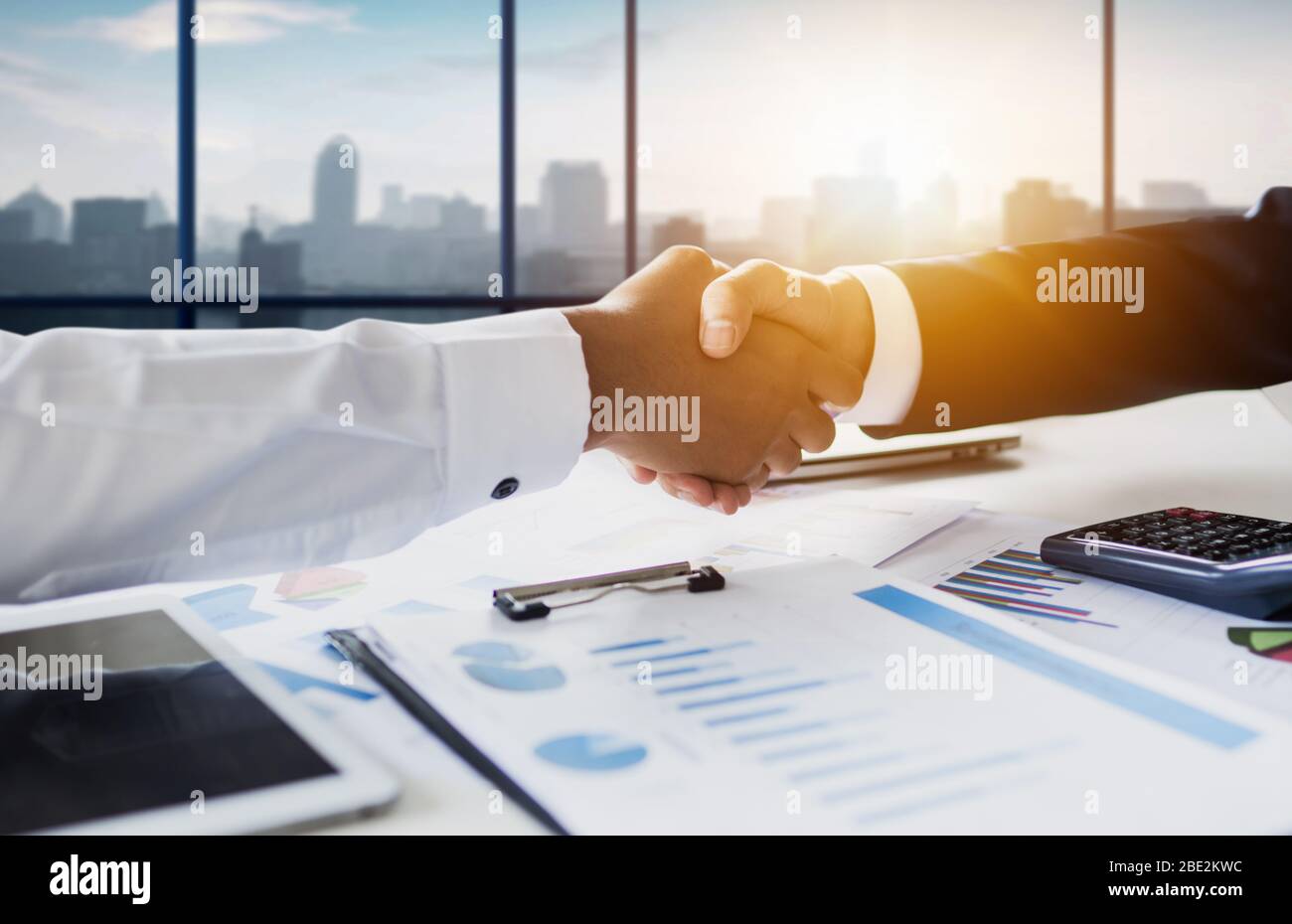 Business people making handshake, successful negotiation and agreement ...