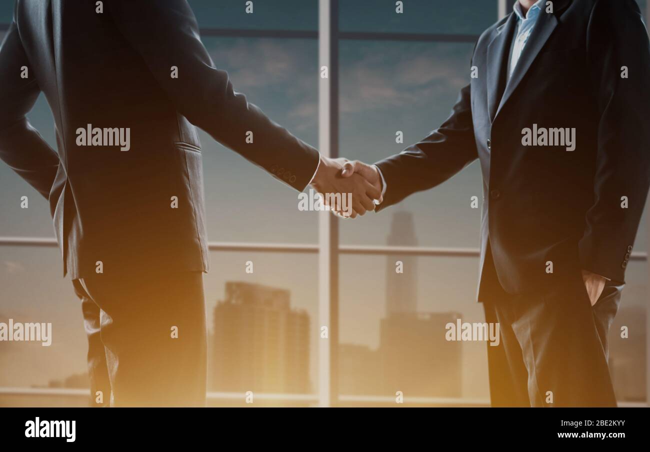 Business people making handshake, successful negotiation and agreement ...