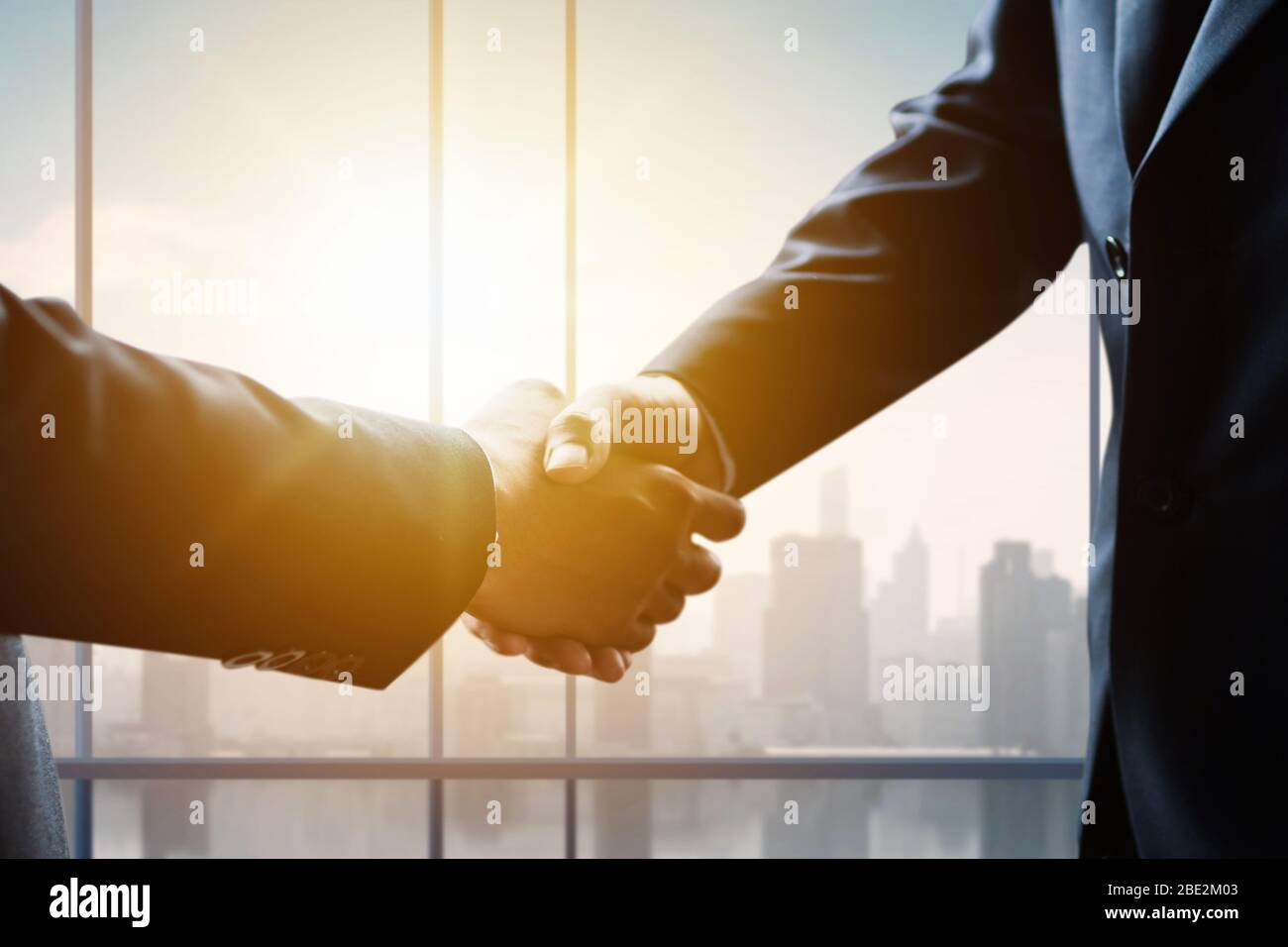 Business people making handshake, successful negotiation and agreement ...