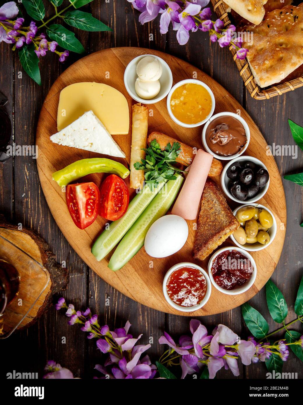 top view of turkish breakfast platter Stock Photo - Alamy