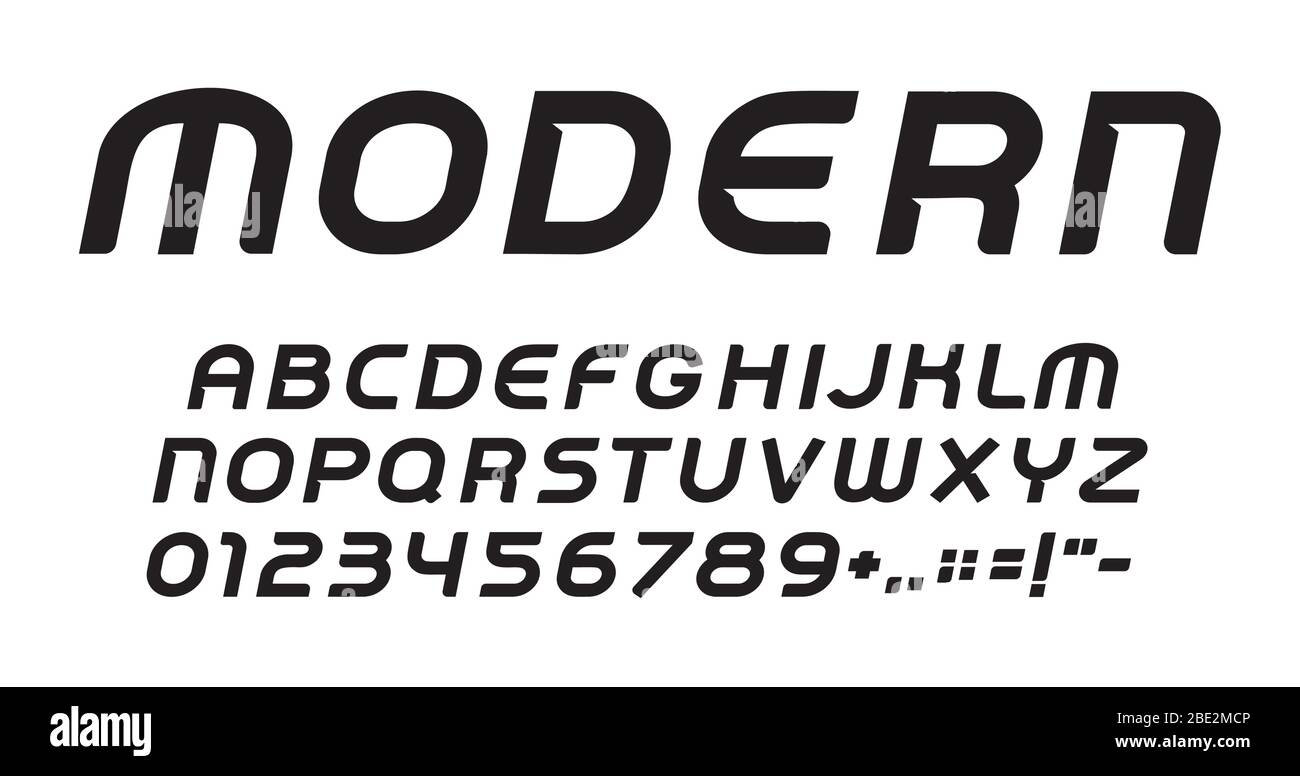 Modern letters, numbers and punctuations symbols set. Modern style ...