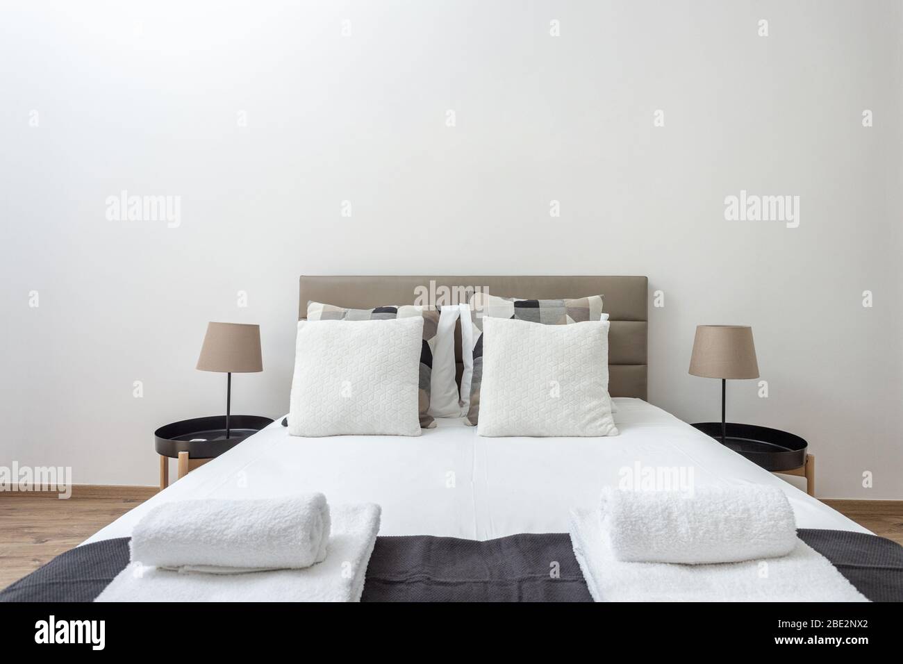 Modern bedroom. European hotel design. and inside Stock Photo - Alamy