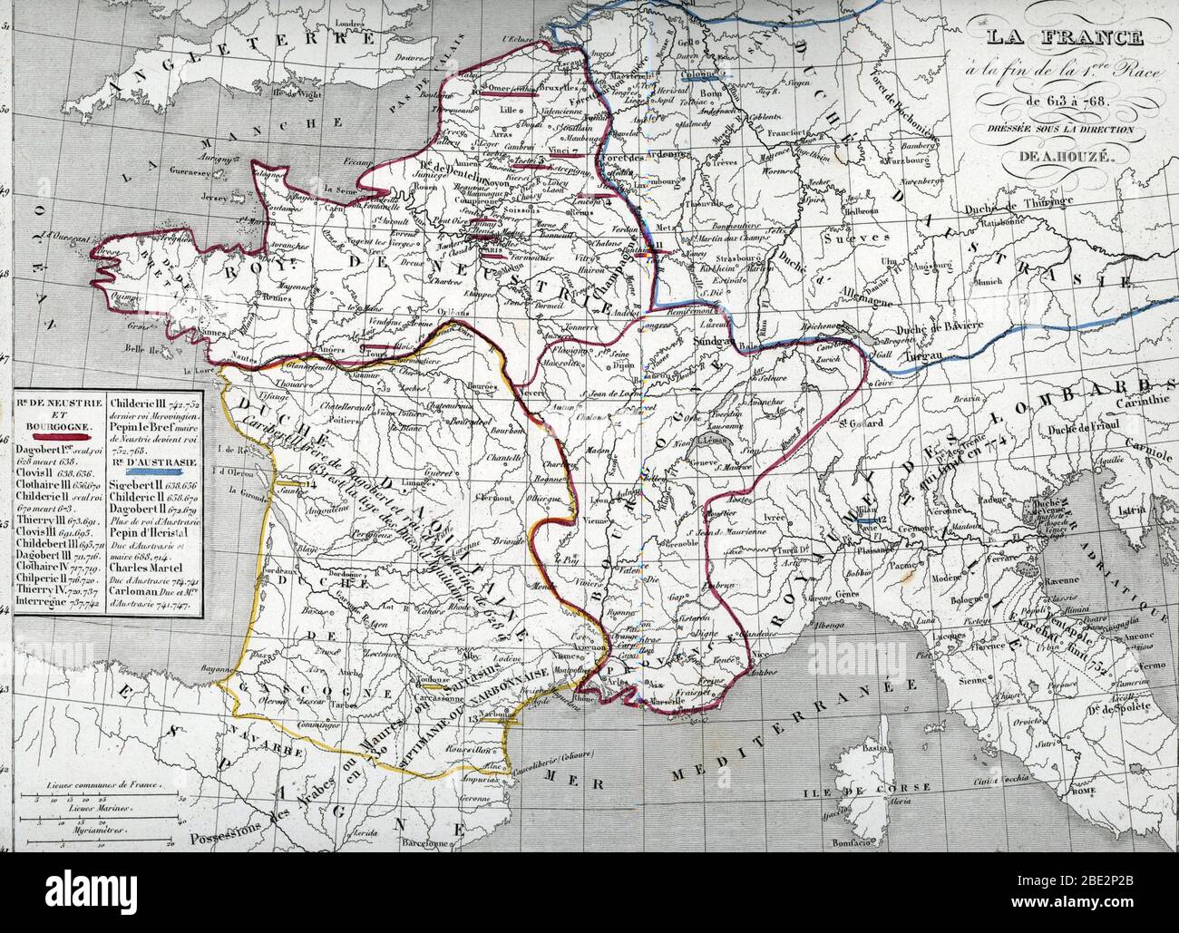 Carte historique de la France et des differents royaume frances de 613 ...