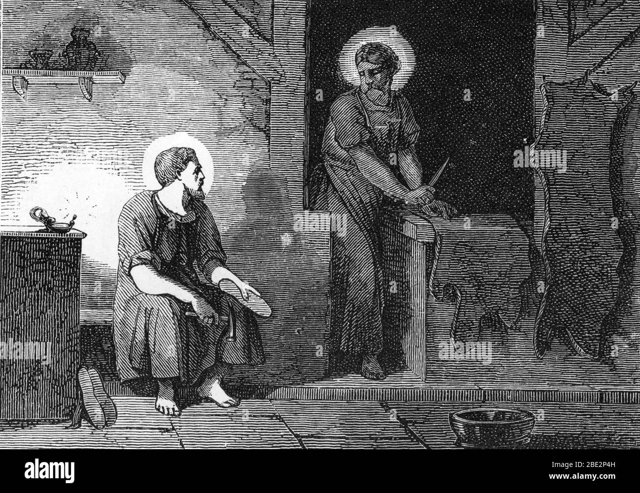Representation des freres Crepin et Crepinien (3eme siecle) (Crispin ...