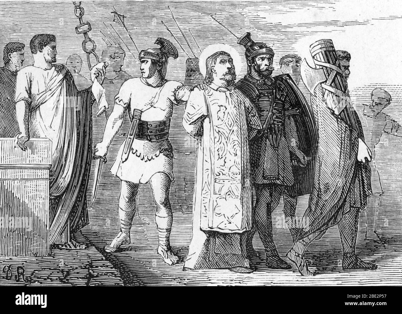 Representation de saint Cyriaque (Cyriacus ou Syriacus) de Rome avec ...