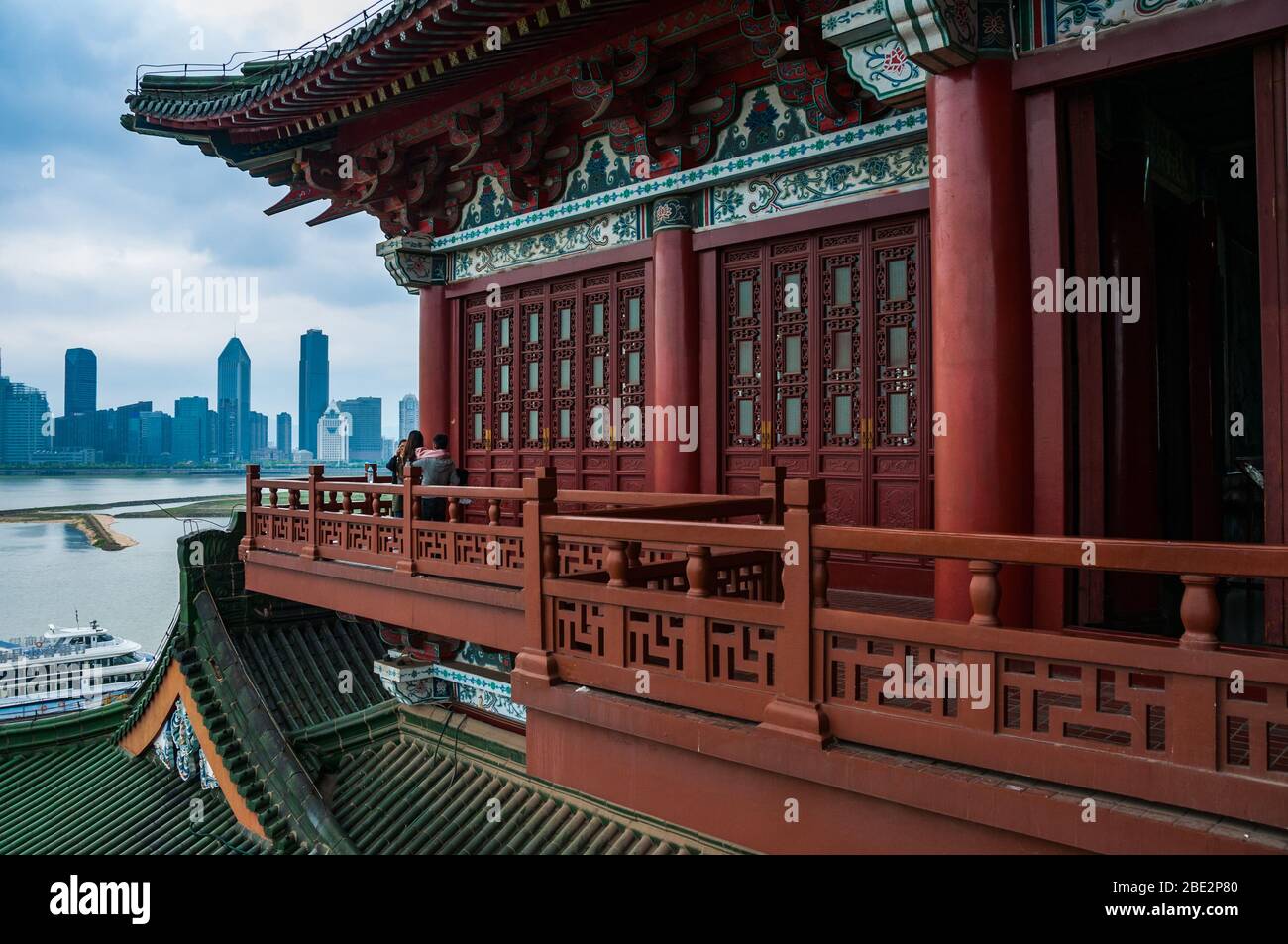 The Gan River behind the reconstructed Song style Tengweng Pavilion as ...