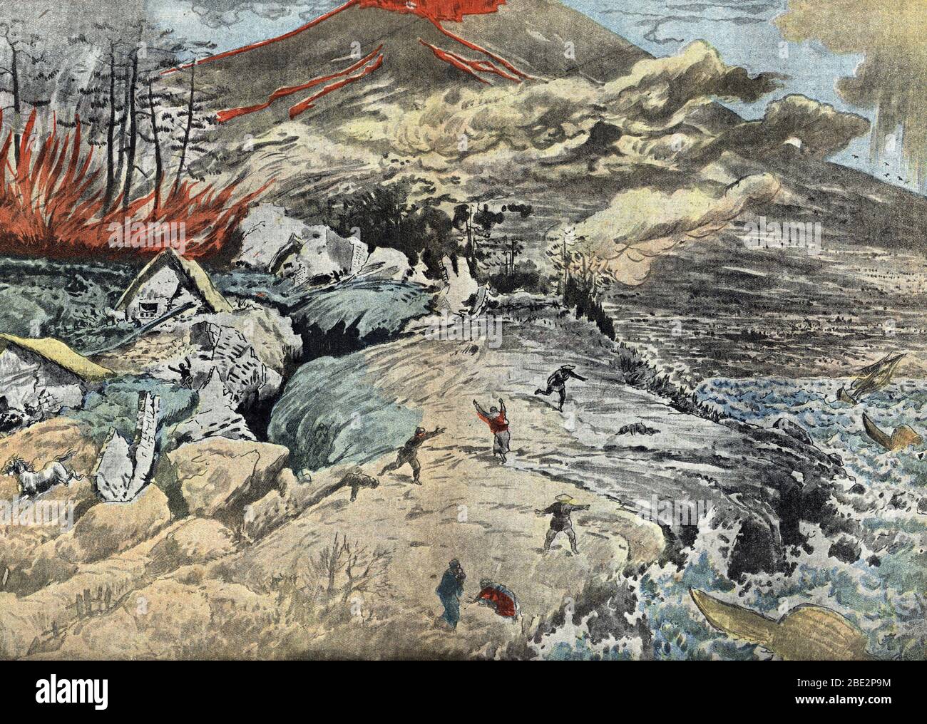 "Eruption du volcan japonais Mont Asama, Japon" (Eruption of Mount ...