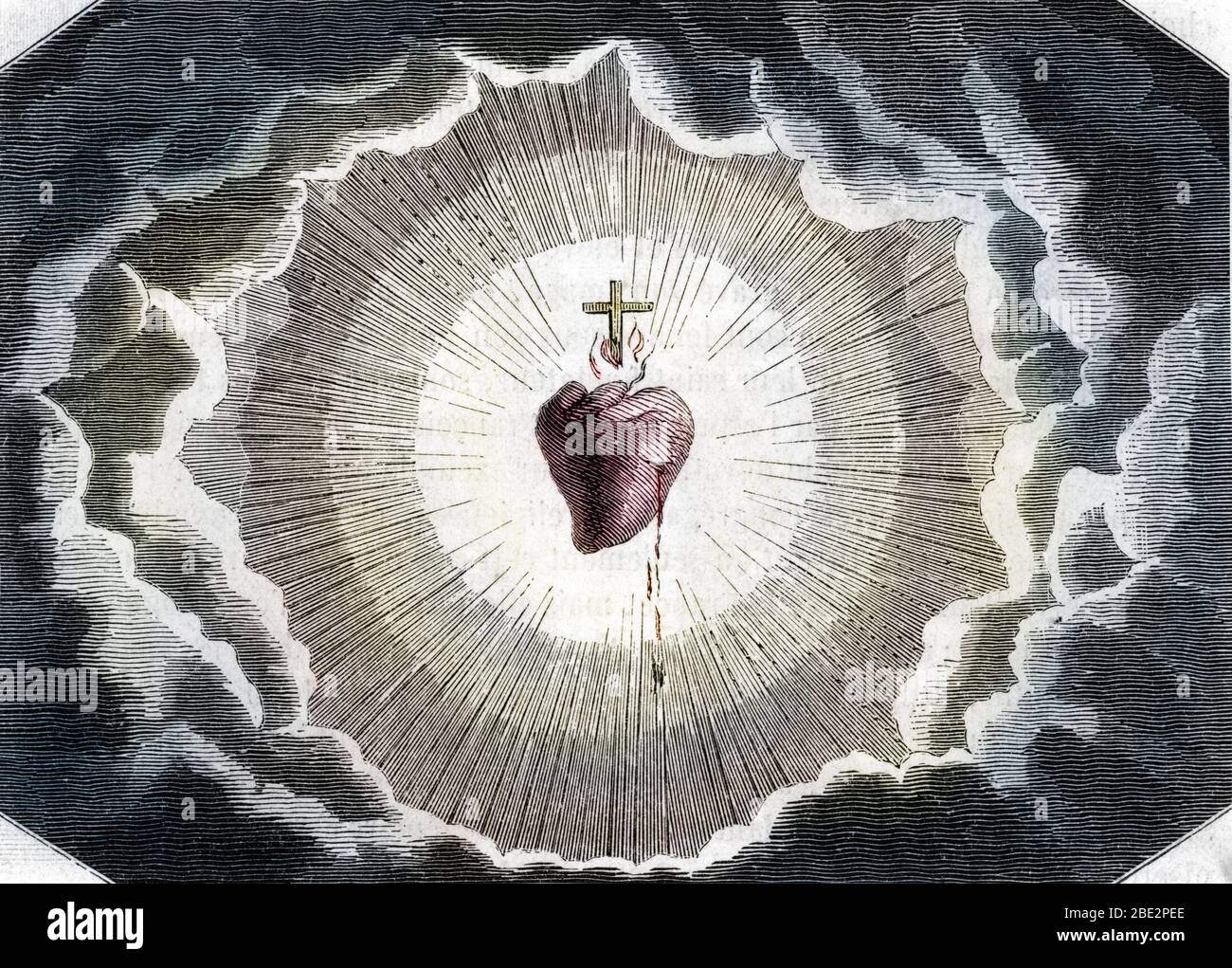 Image pieuse : "sacre coeur" (sacred heart) Engraving 19th century ...