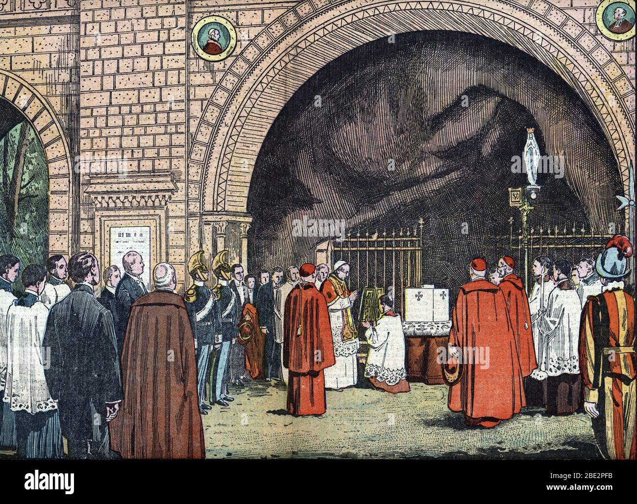"Le pape Pie XI (1857-1939) benit la premiere pierre du College de ...