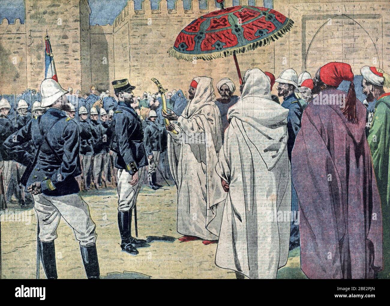 "Le sultan du Maroc Moulay Hafid (1876-1937) remet a Henri Gouraud ...