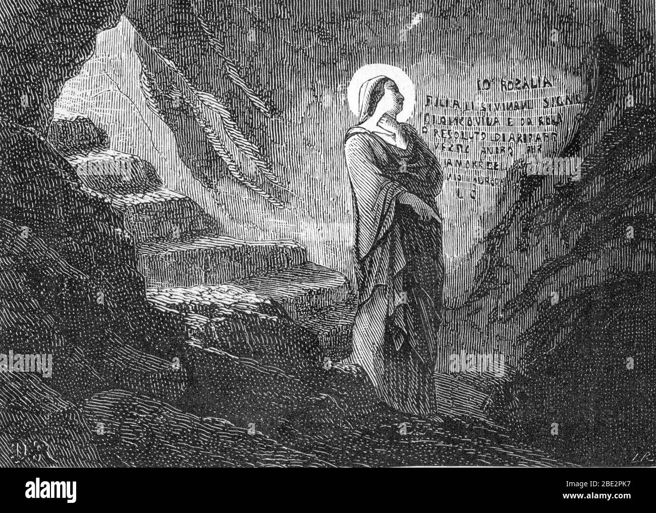 Representation de Sainte Rosalie de Palerme (1130-1160) dans sa grotte ...