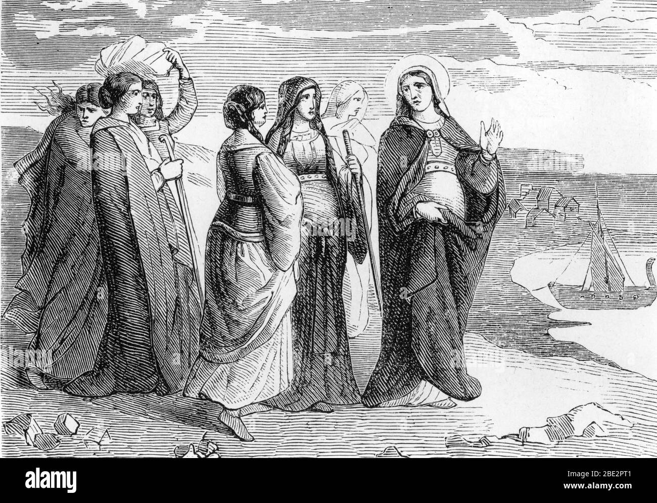 Representation de sainte Ursule de Cologne (st ursula) Engraving 19th ...