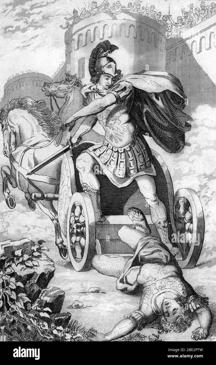 Guerre de Troie : "Achille victorieux sur son char traine le corps d ...