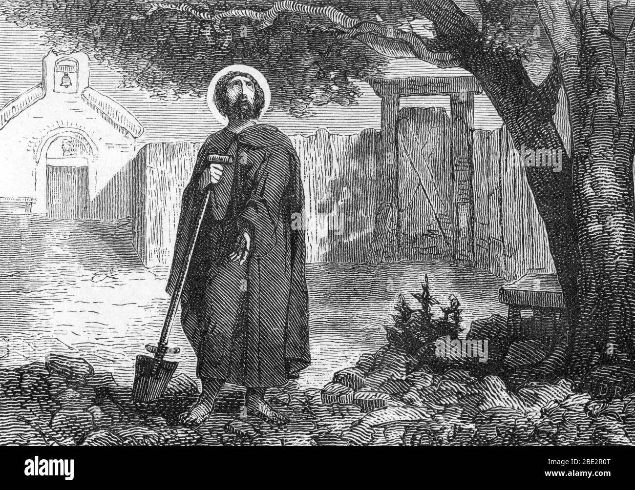 Representation de Saint Fiacre (fiacrius, Fiacrus) moine irlandais ...