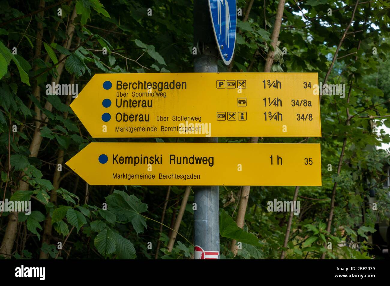 Toruist walking route sign posts in Obersalzburg, Bavaria, Germany ...