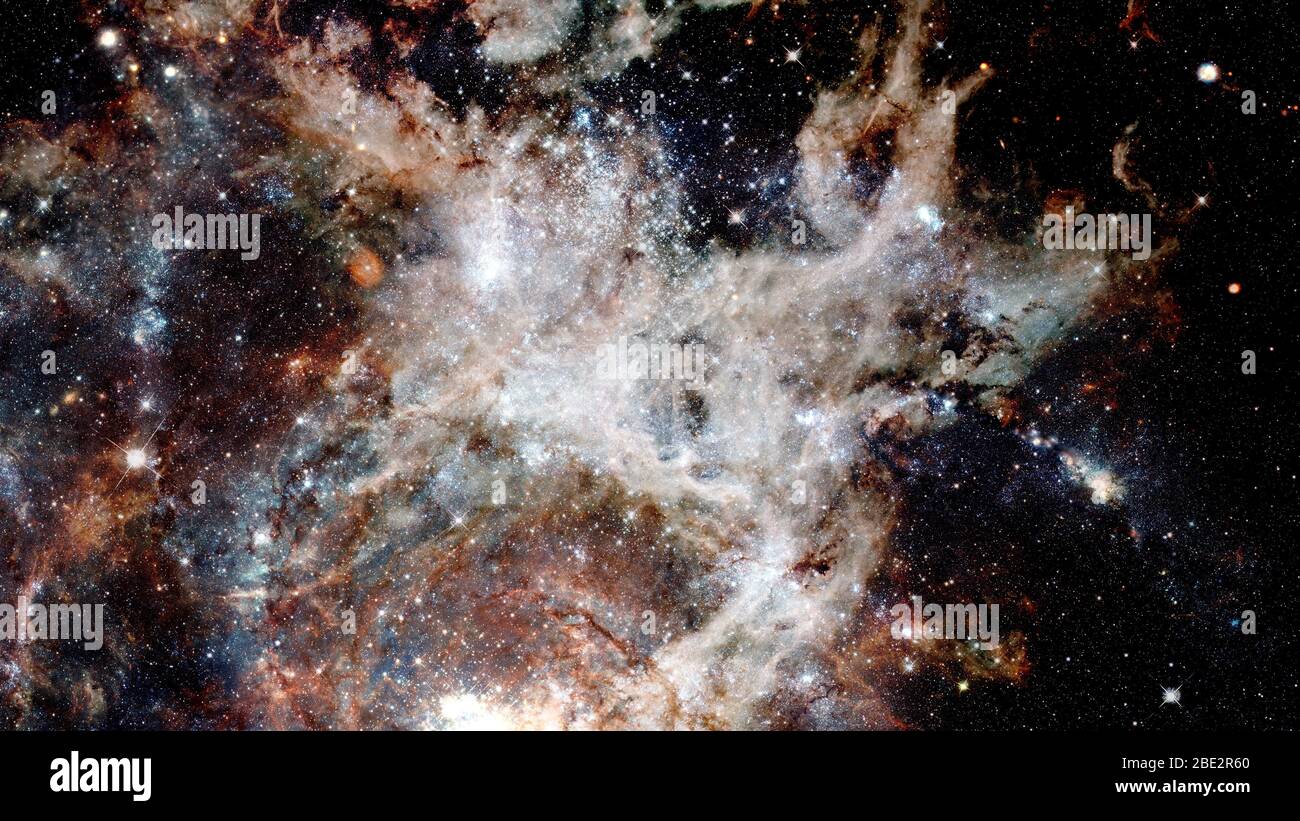 Nebula and stars in deep space, glowing mysterious universe. Elements ...