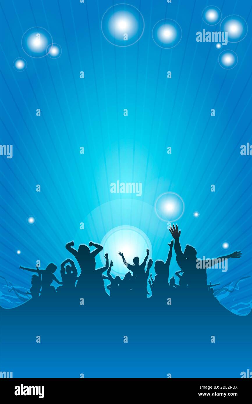 dancing happy people having fun background in blue Stock Photo - Alamy