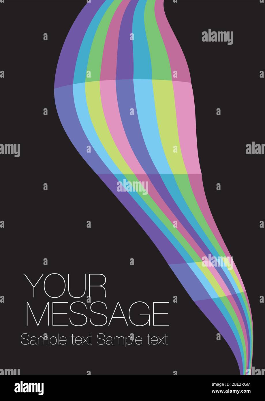 Colorful wave layout design on black background with area for text ...