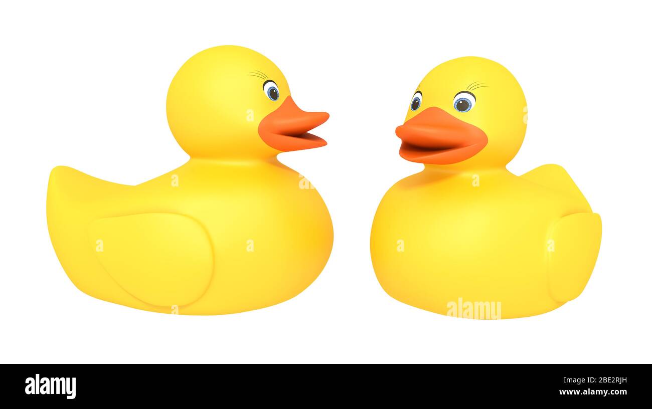 Zwei gelbe Badeenten vor weissem Hintergrund Stock Photo - Alamy