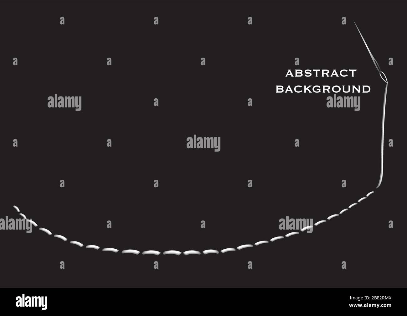 Vector illustration of a needle with thread in an abstract black ...