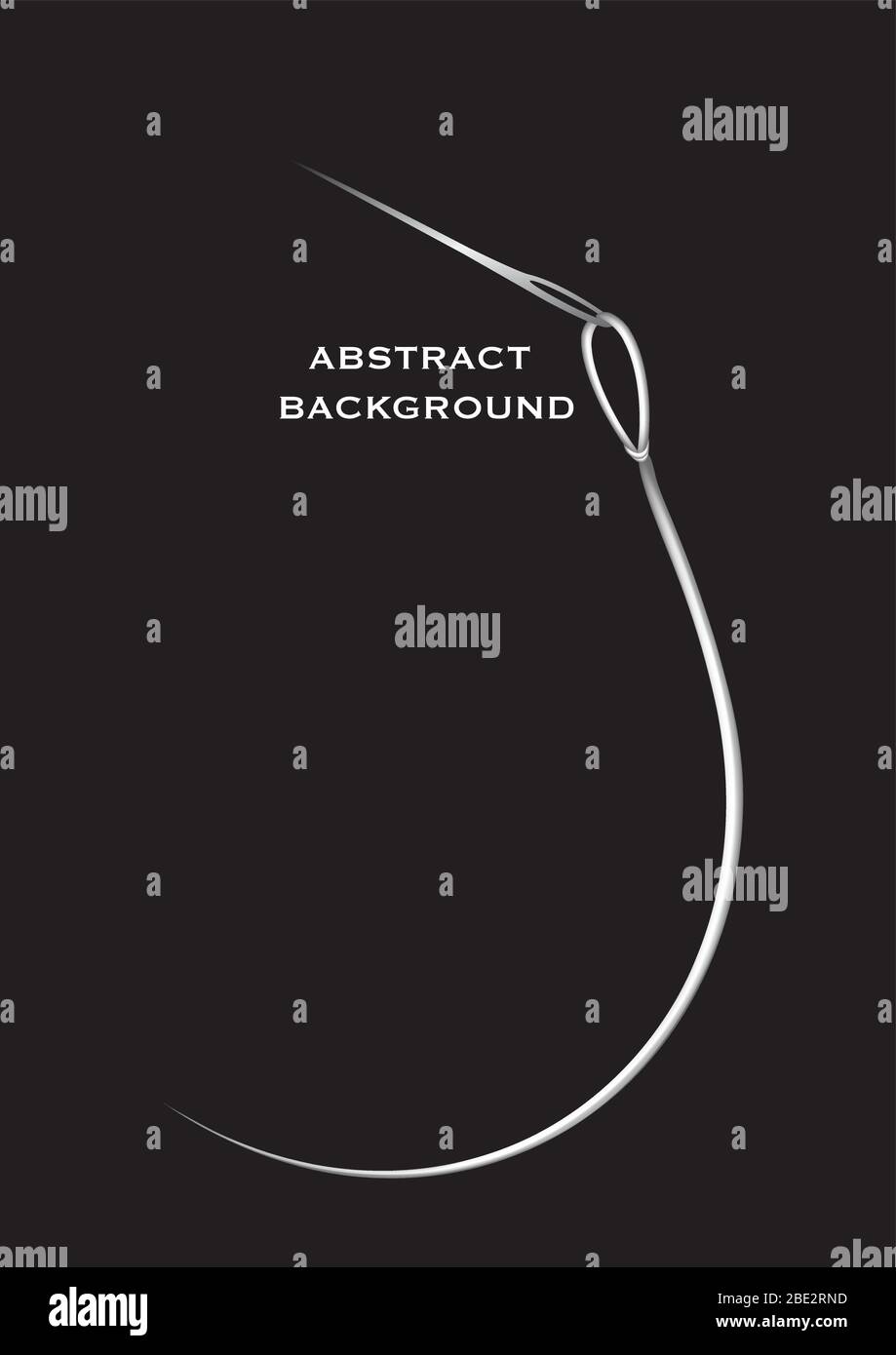 Vector illustration of a needle with thread in an abstract black ...