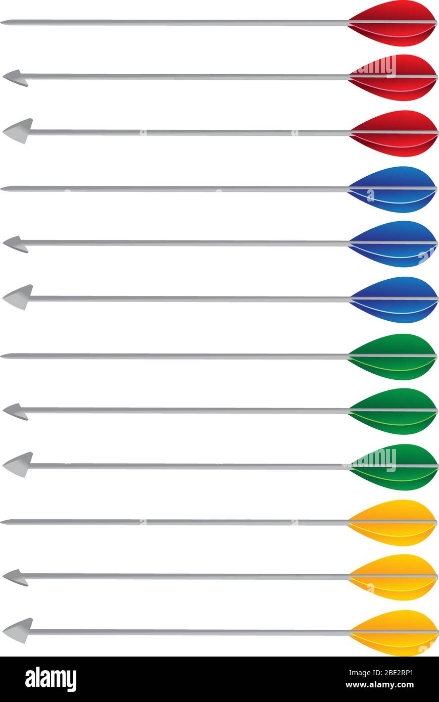 Arrow in different colors and arrow heads. Vecor illustration Stock ...