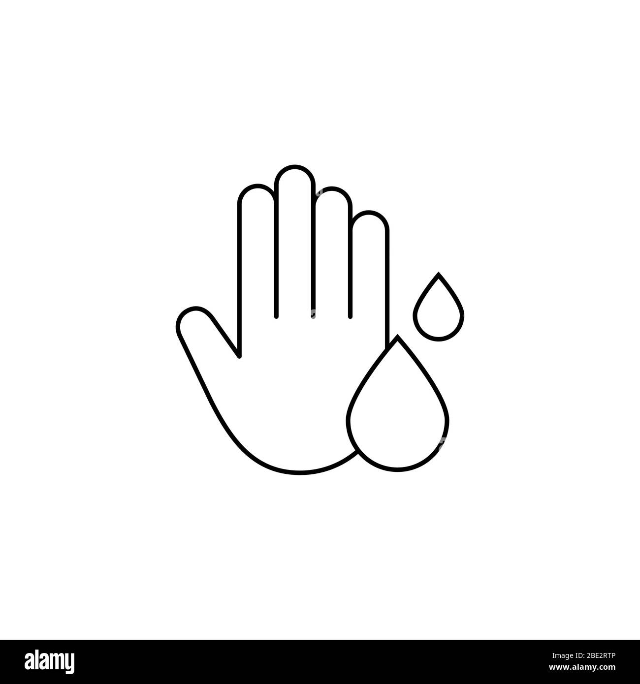 Wash your hands sign. Human palm and drop of water. Washing hands thin ...