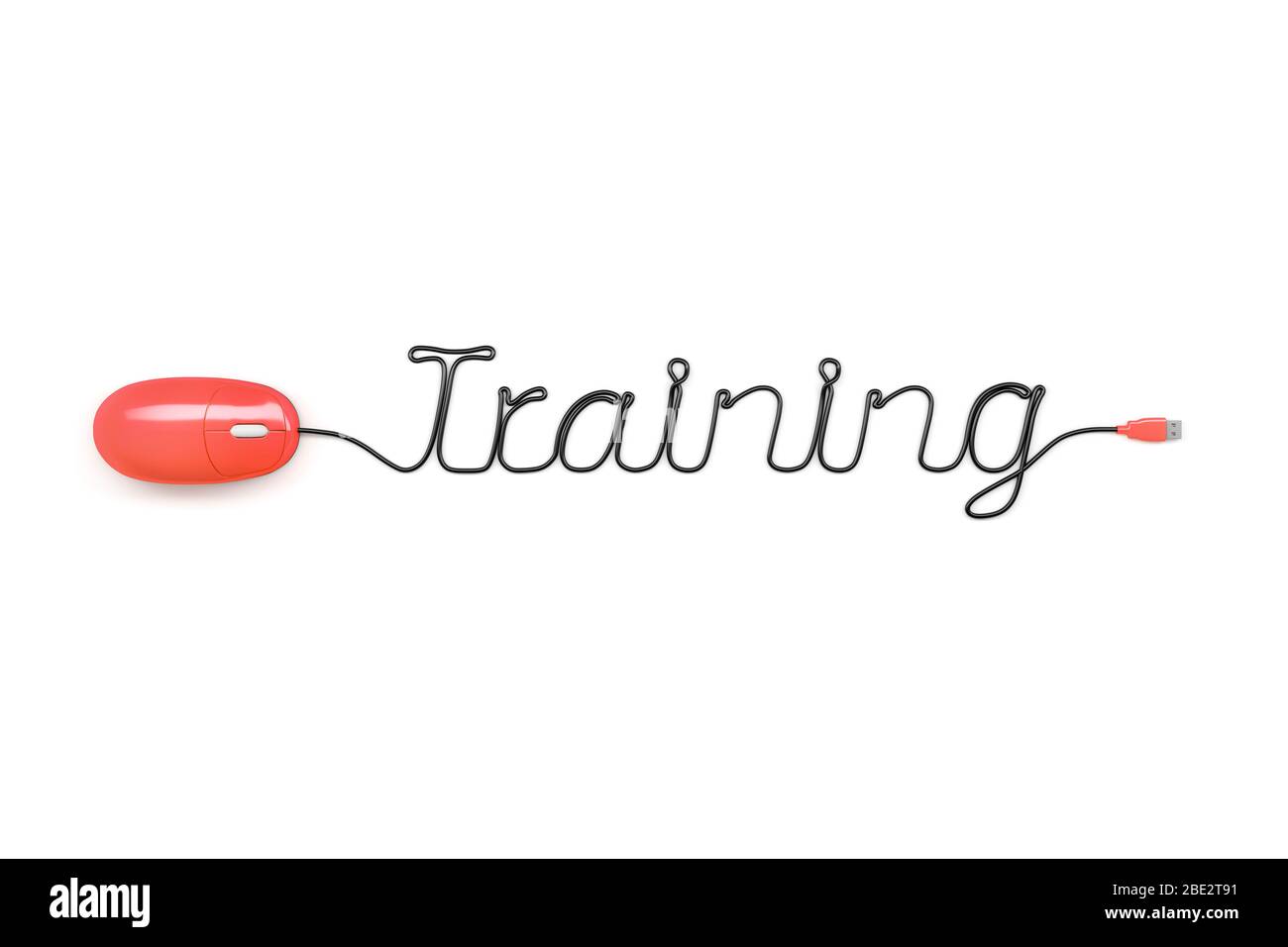 A red computer mouse and the word training formed by the cable Stock ...