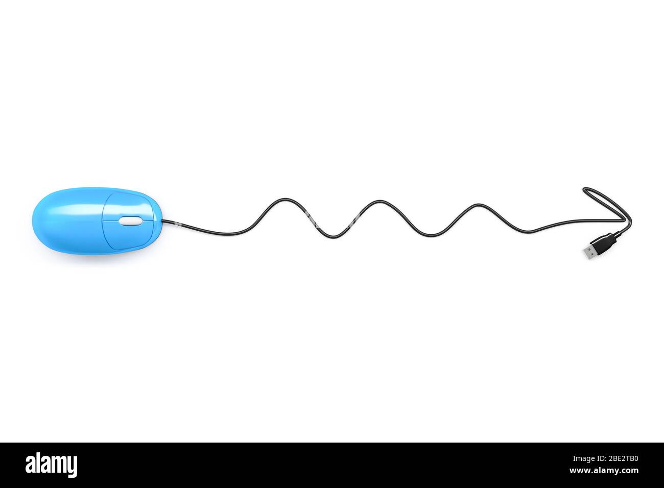 A blue computer mouse building an arrow with the cable Stock Photo - Alamy