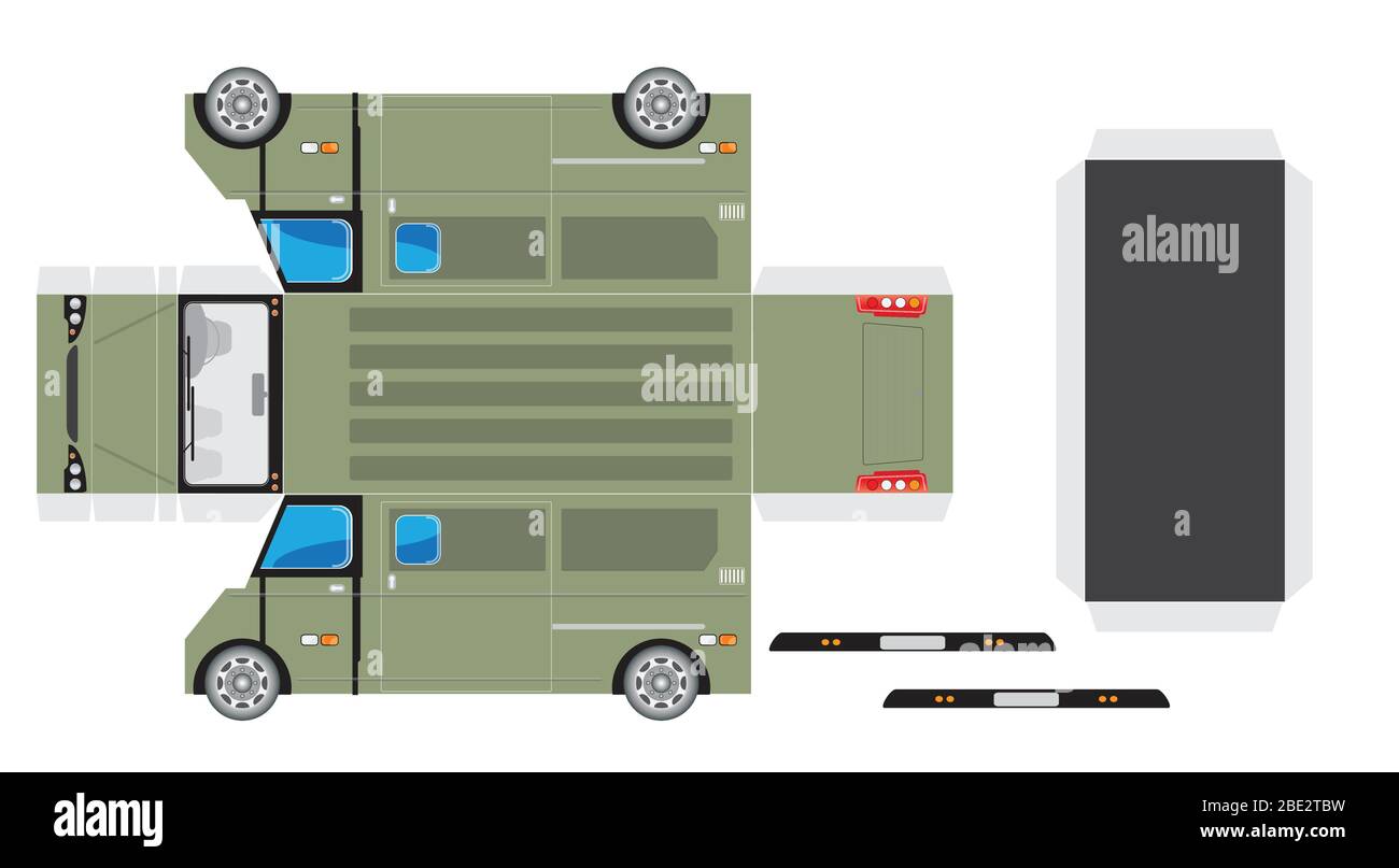 Paper Model cut and glue of Cargo Van Stock Vector Image & Art - Alamy