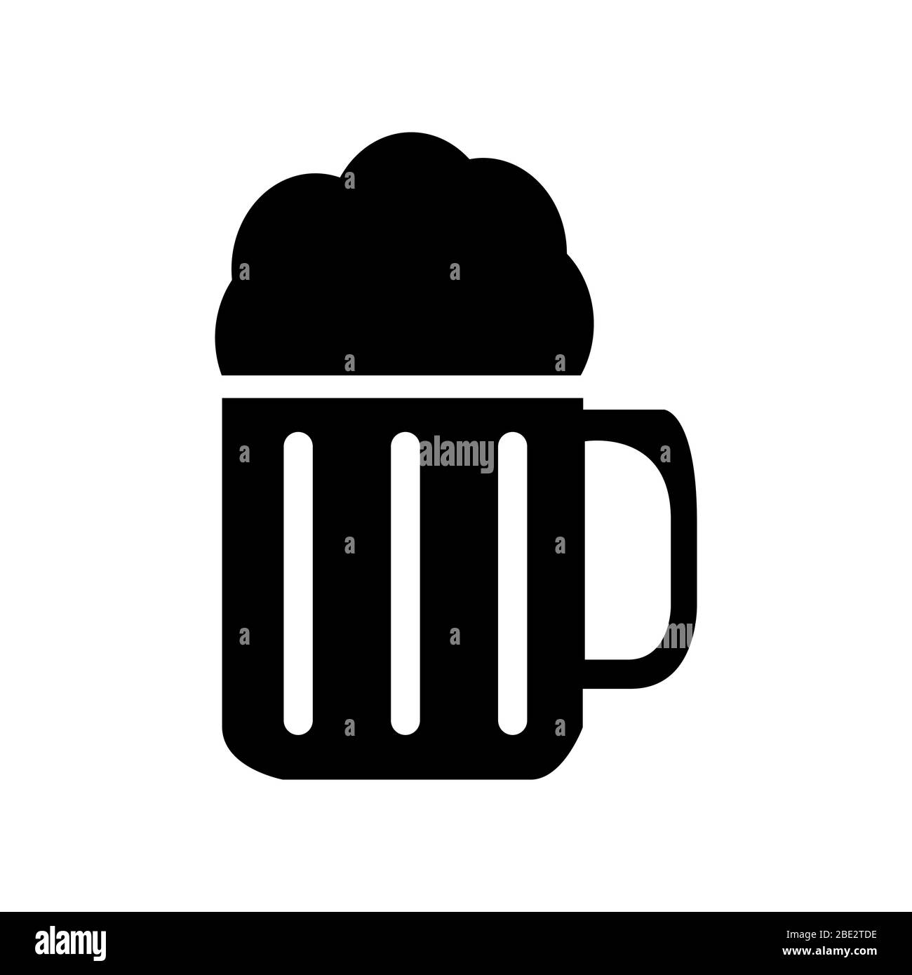 Simple beer mug with foam logo, black and white minimalism vector ...
