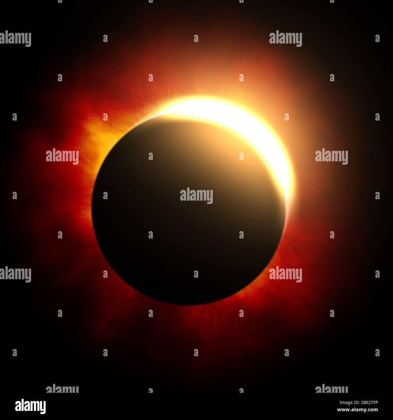 2d illustration of the beginning of a solar eclipse Stock Photo - Alamy