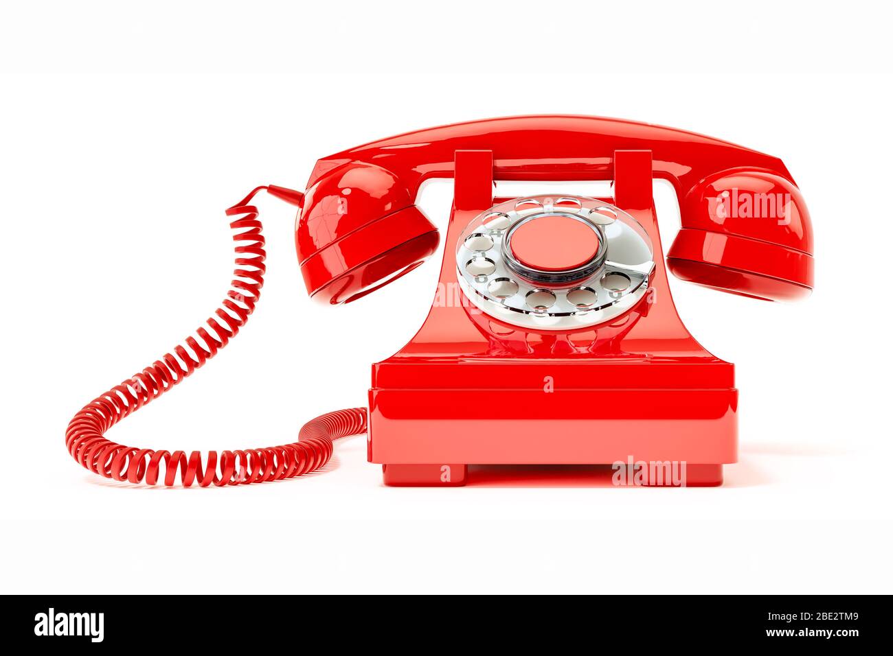 3d illustration of an old red phone Stock Photo - Alamy