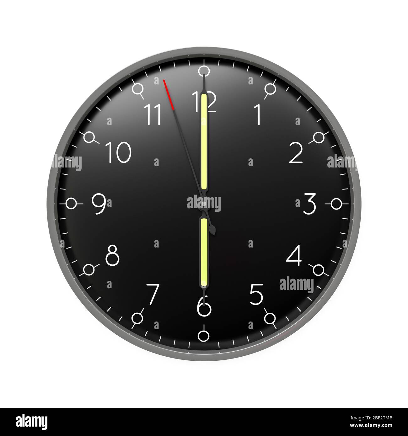 3d illustration of a clock shows 6 o'clock Stock Photo - Alamy
