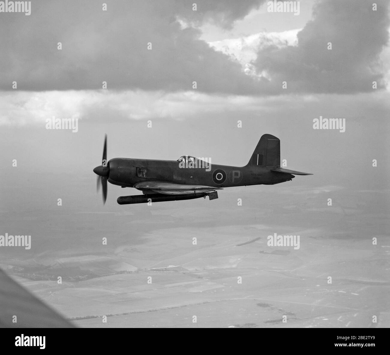 Vintage black and white air to air photograph of the prototype ...