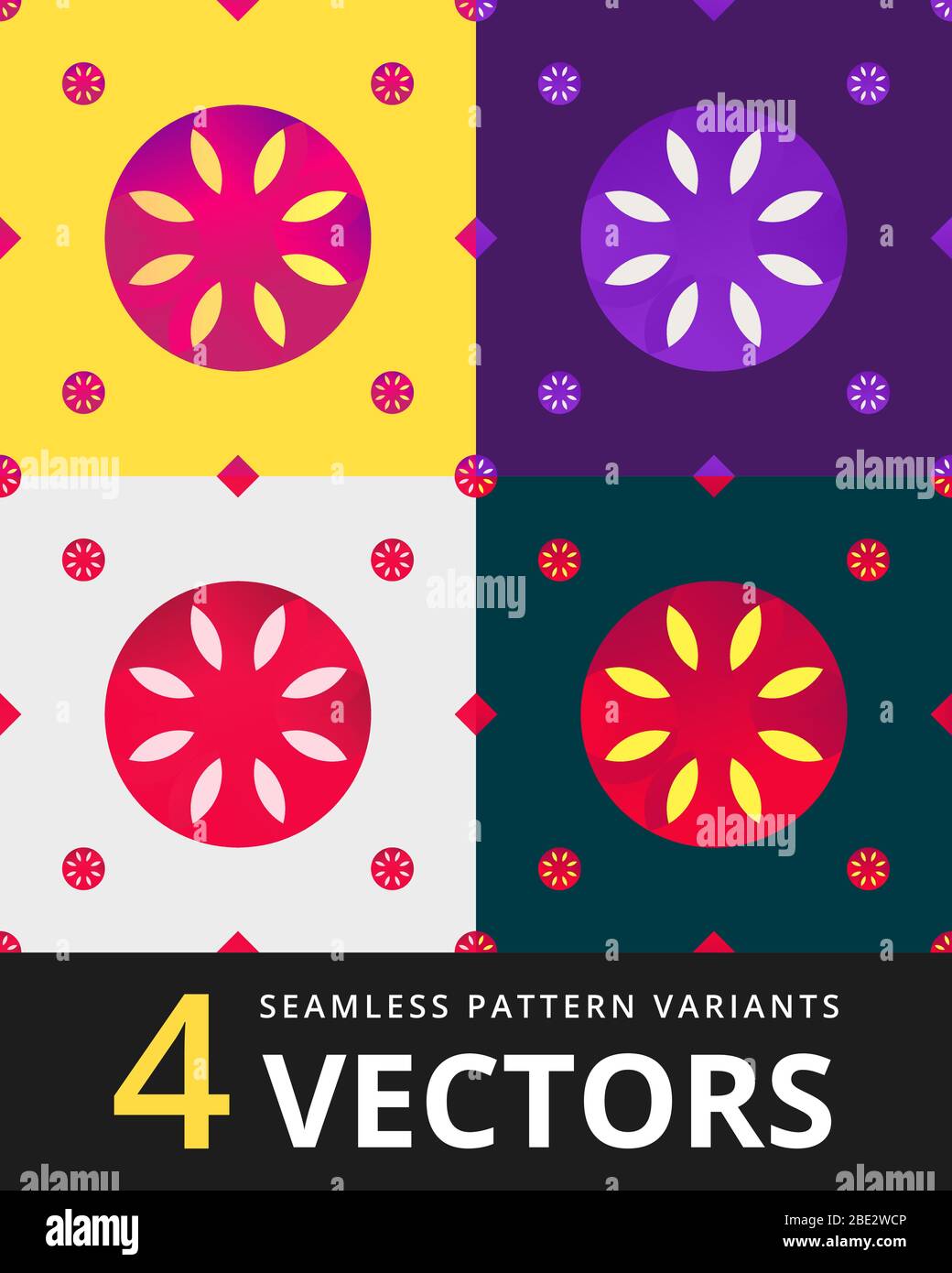 Seamless beautiful geometry pattern with gradient colours in four ...