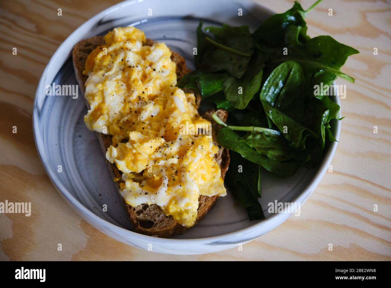egg on toasted bread, homemade breakfast Stock Photo - Alamy